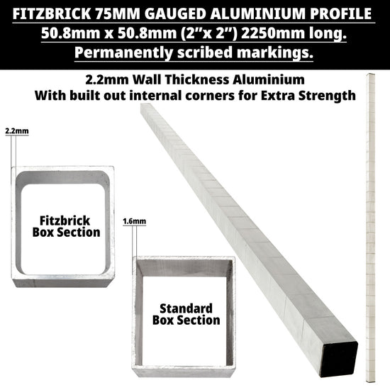 FitzBrick 75mm Gauged Aluminium Profile – Brickwork Tools